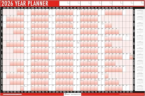 2026 Wall Planner Calendar – A1 Large 85cm x 58cm Laminated Year ...