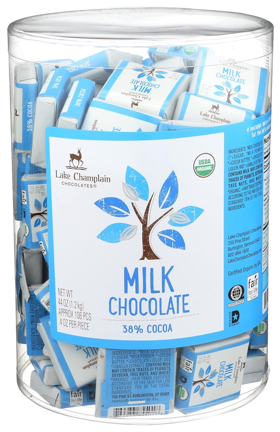 Amazon.com: Lake Champlain Chocolates, Cuadrado de chocolate con leche ...