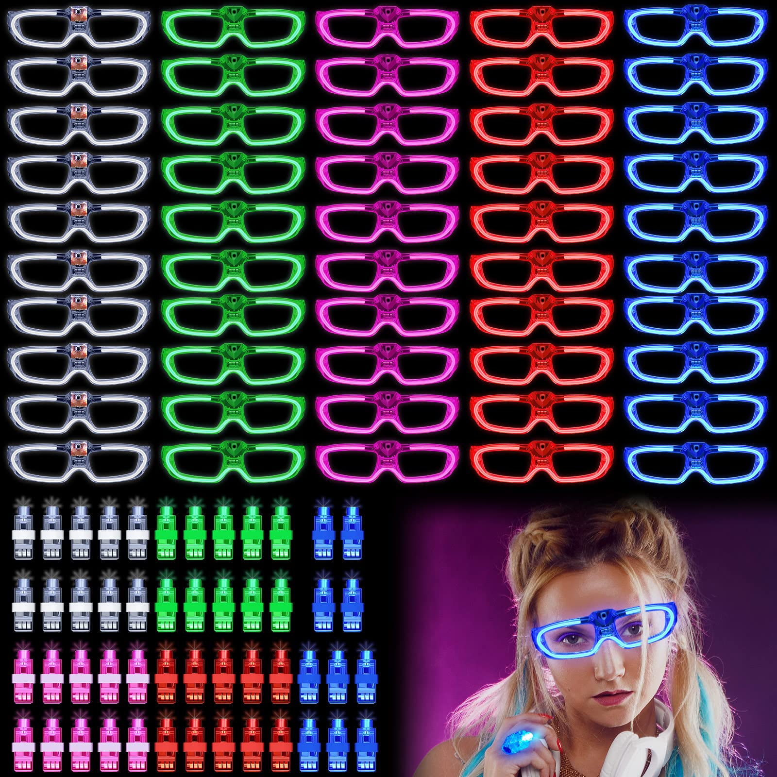 100 Pcs LED Light Up Toy Party Favors Glow in the Dark Party Supplies ...