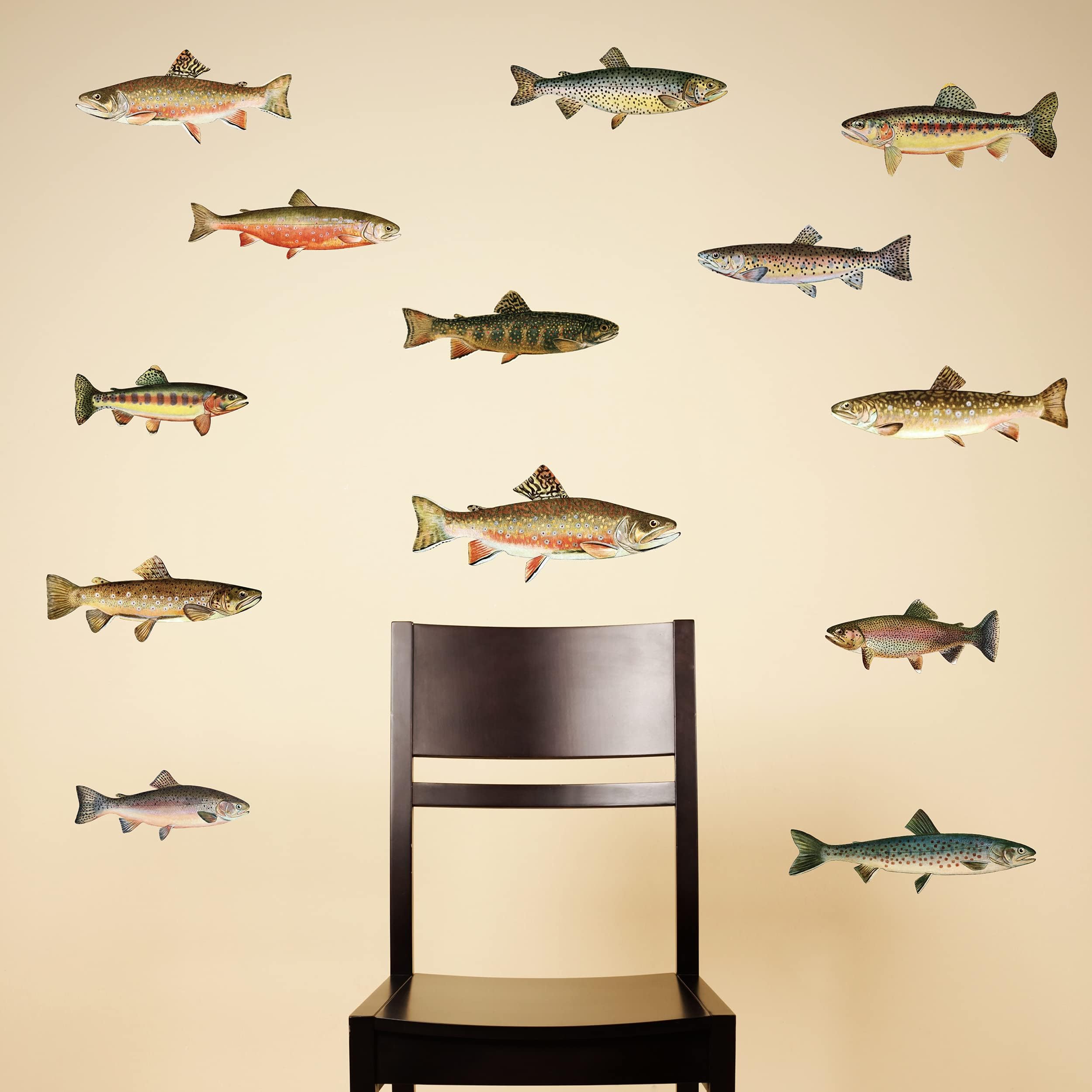 Amazon.com: Fish Wall Decals - Brown Trout, Walleye, Yellow Perch ...