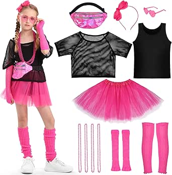 Amazon.com: 14PCS Girls 80s Costume Accessories Set Kids 80s Outfits ...