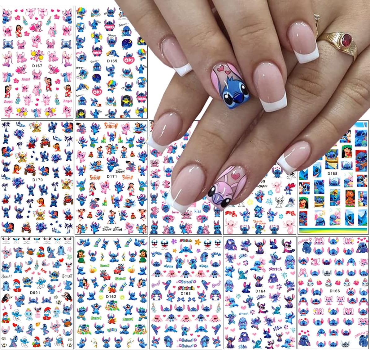 Amazon.com: 8 Sheets Cute Nail Art Stickers Decals 3D Self Adhesive ...