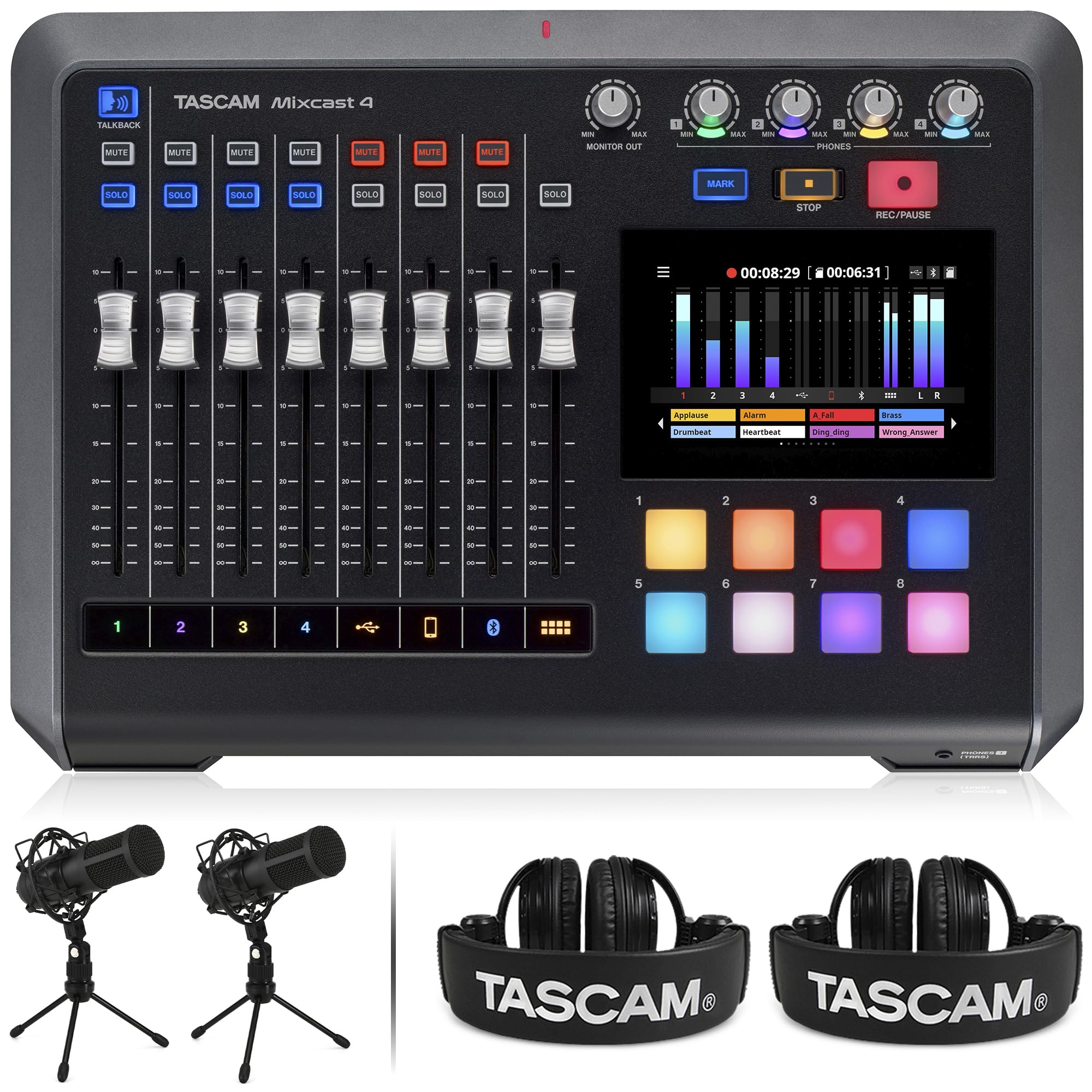 Amazon.com: TASCAM Mixcast 4 Two-Person Podcast Kit with Mic and ...