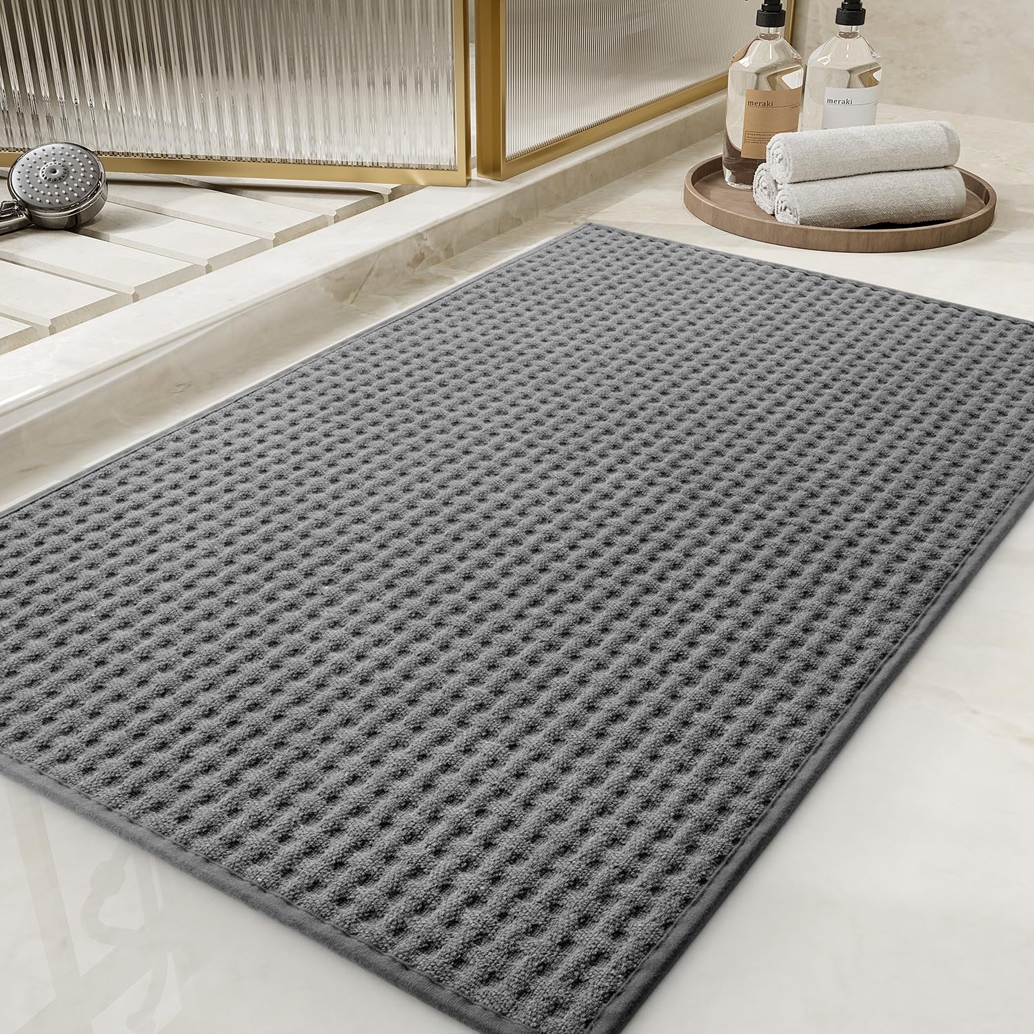 Amazon.com: tchdio Checkered Bath Mat Rug, Super Absorbent Non Slip ...