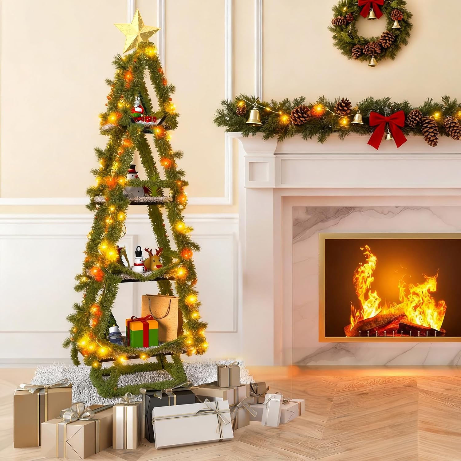 Amazon.com: Nandae Christmas Village Display Tree Stand 67inch 4 Tier ...