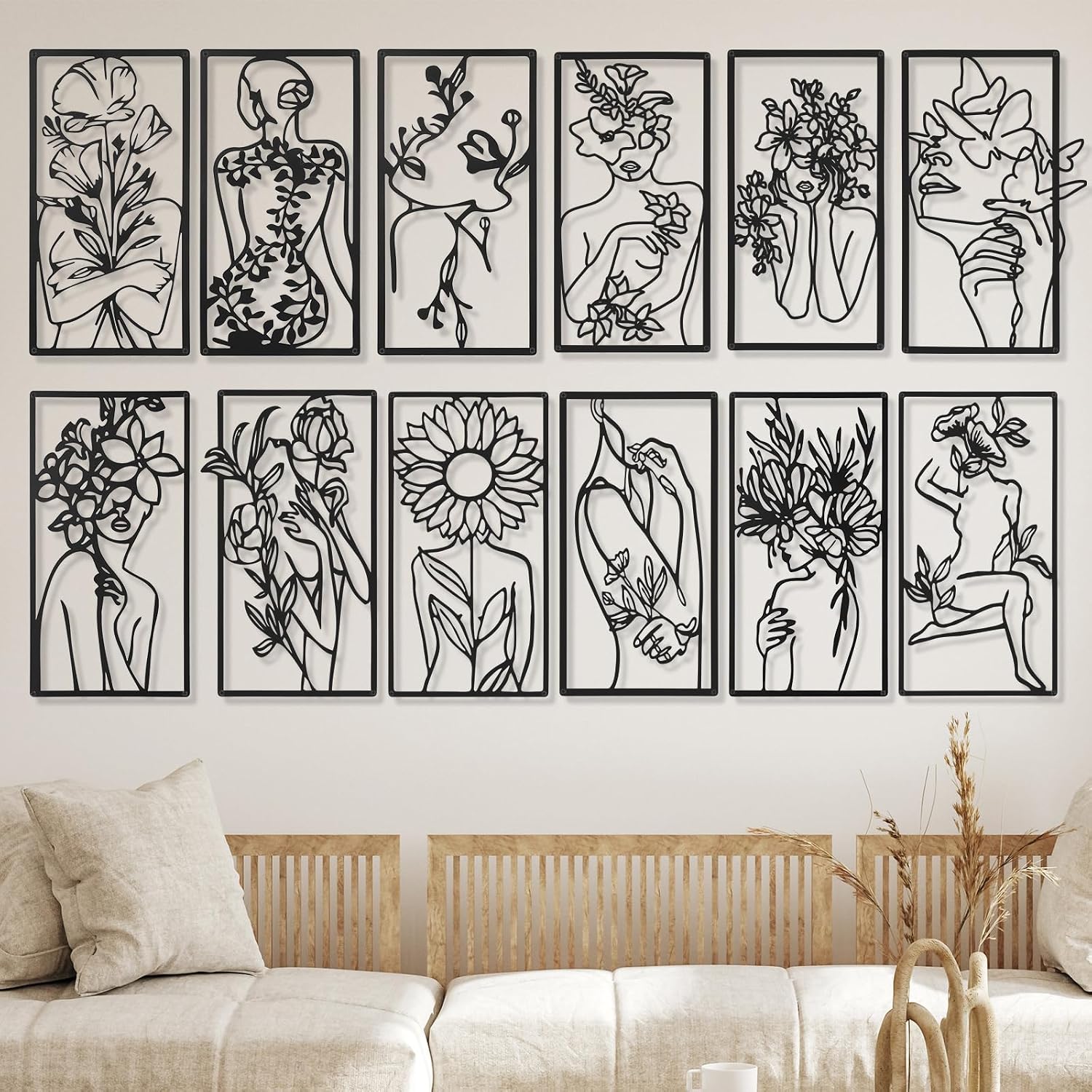 Amazon.com: Hicarer 12 Pcs Metal Minimalist Abstract Woman Wall Art ...