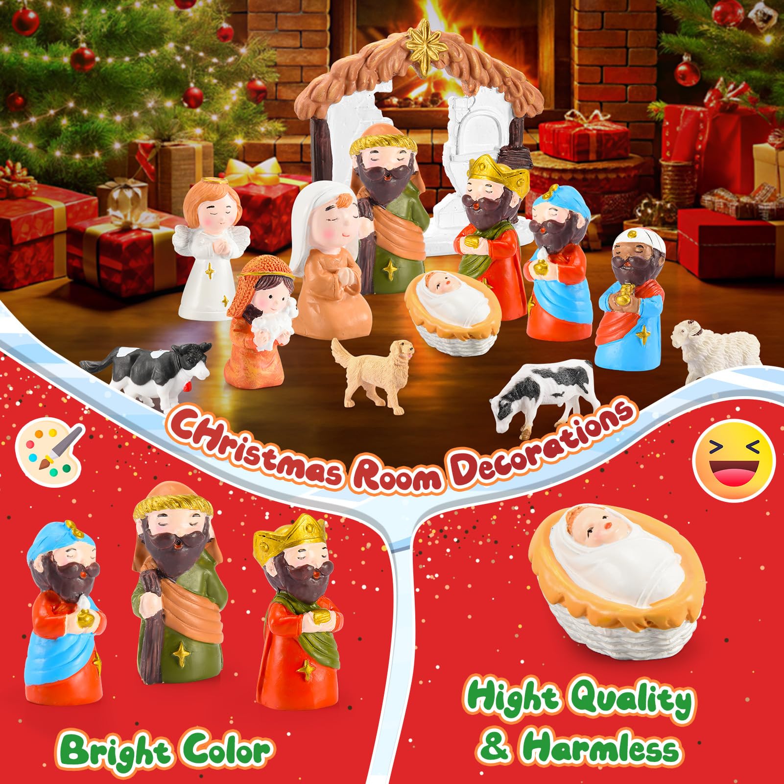 Geebiiny Kids Advent Calendar 2024,Nativity Advent Calendar Scene Set ...