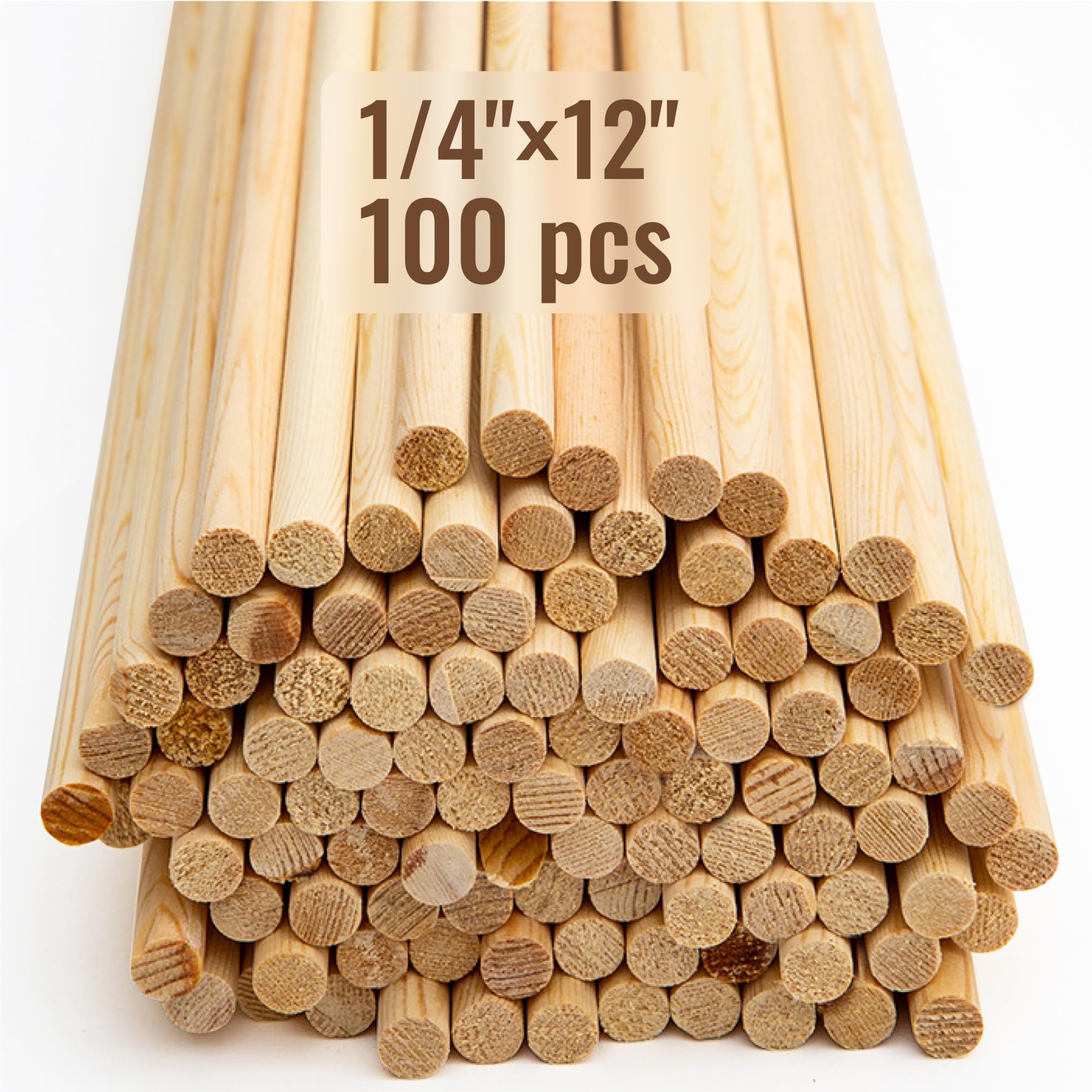 Snapklik.com : Bamboo Wooden Dowel Rods 100 PCS 1/4" X 12" Inch Round ...