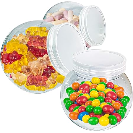 Amazon.com: Umigy 4 Sets Plastic Candy Jar with Lid for Candy Buffet ...