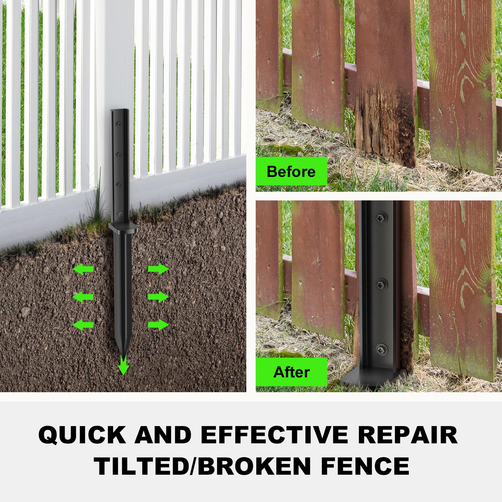 Snapklik.com : Thicker Fence Post Repair Anchor Kit, One-Piece Heavy ...