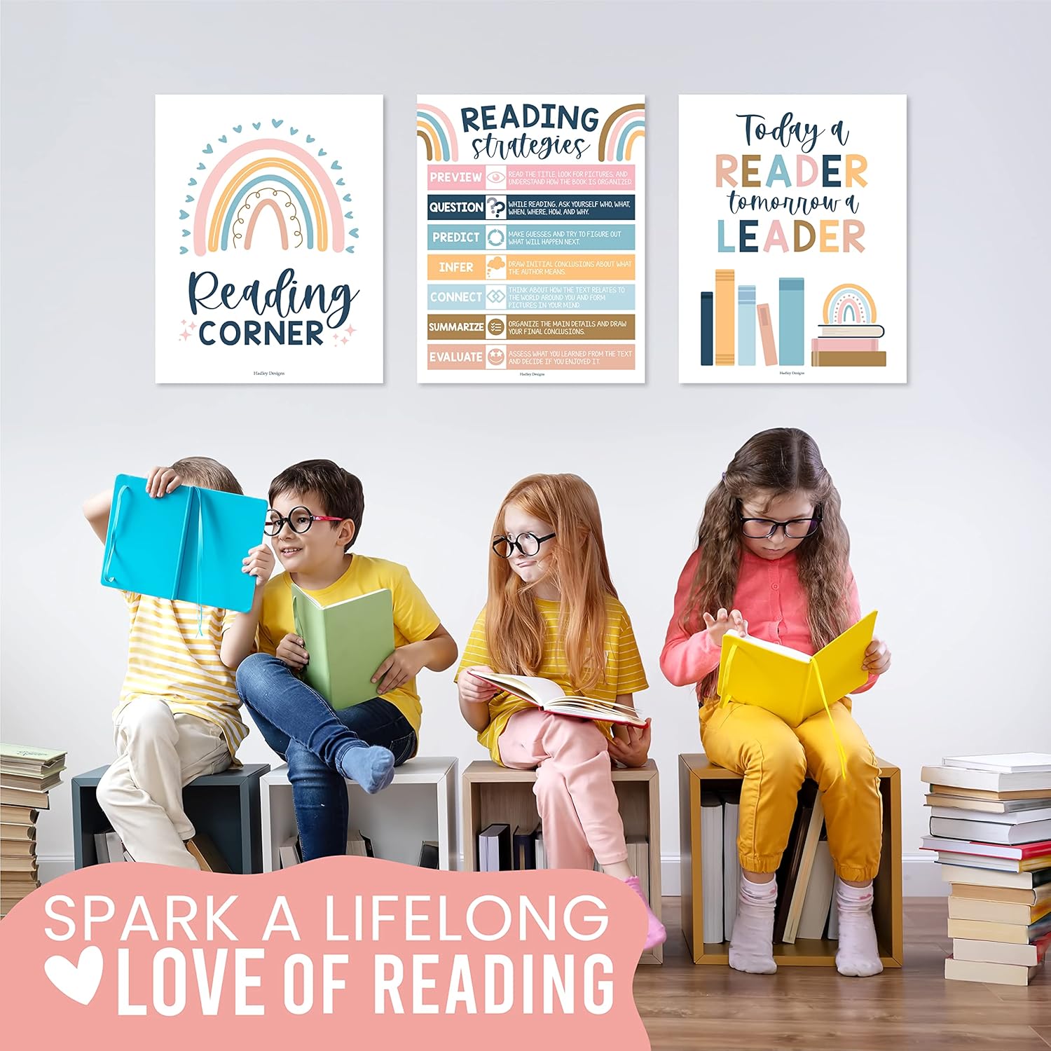 Buy 6 Boho Reading Posters para decorações de bibliotecas em sala de ...