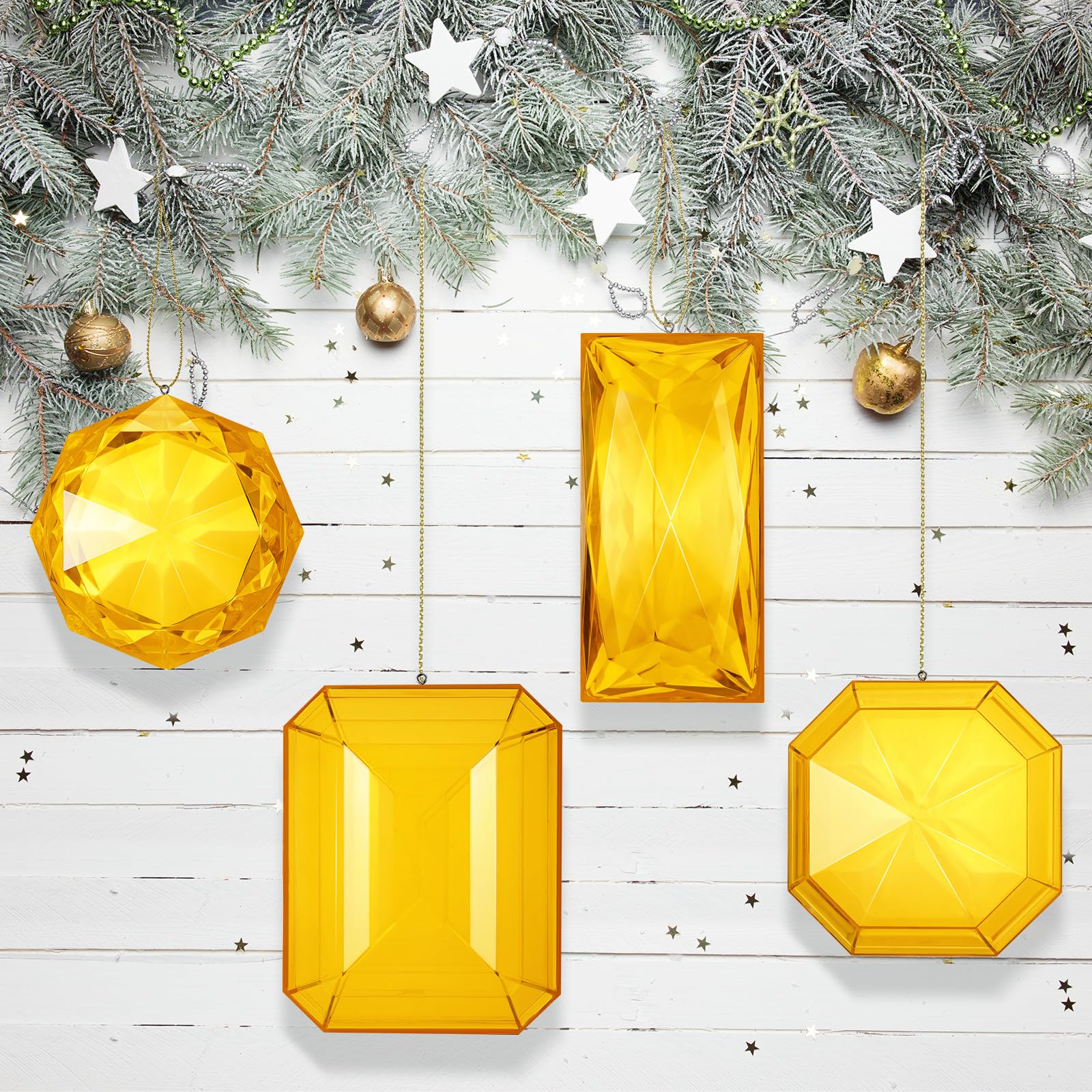 Amazon.com: Vercraft 4 Pack Jewel Ornaments 3.9"- 6.2" Acrylic ...