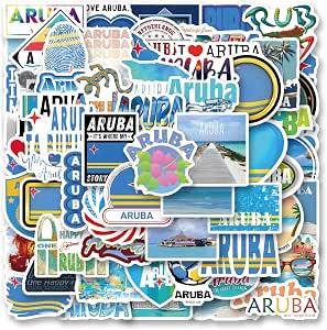 Amazon.com: 64Pcs Aruba Stickers Pack, Cartoon Cute Vinyl Waterproof ...