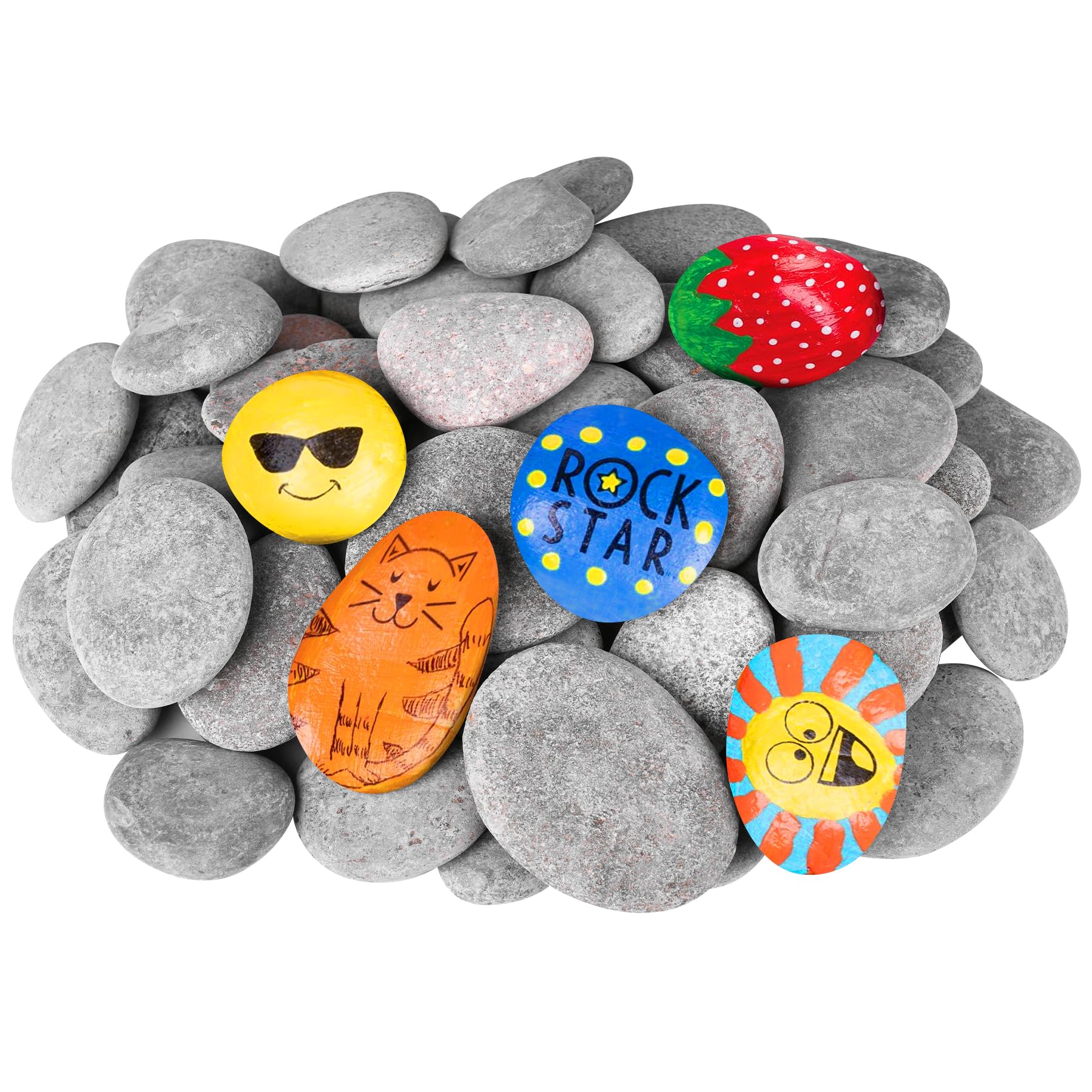 Amazon.com: River Rocks for Painting 60 Pcs Large 2-3 Inch Flat Smooth ...