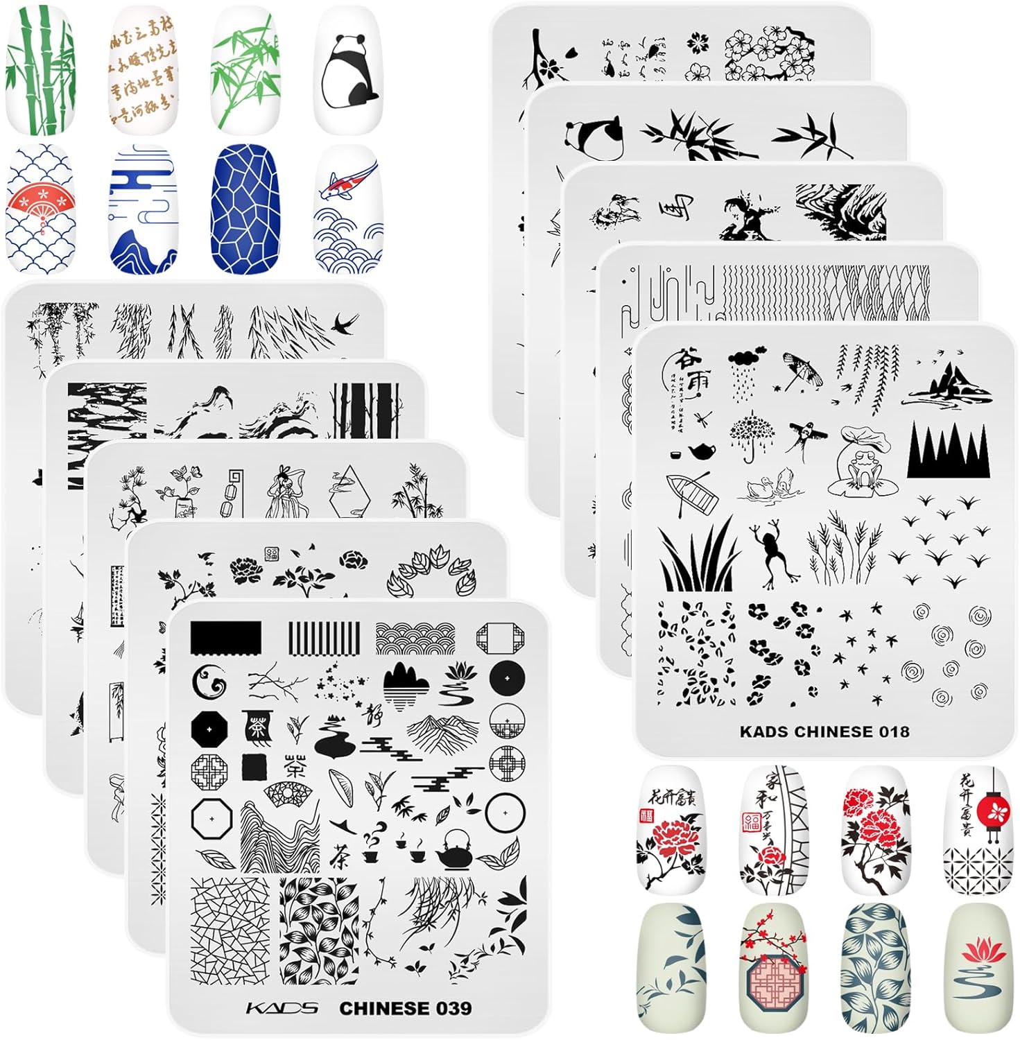Amazon.com: Rolabling 10pcs Nail Art Stamping Plates Set Chinese ...