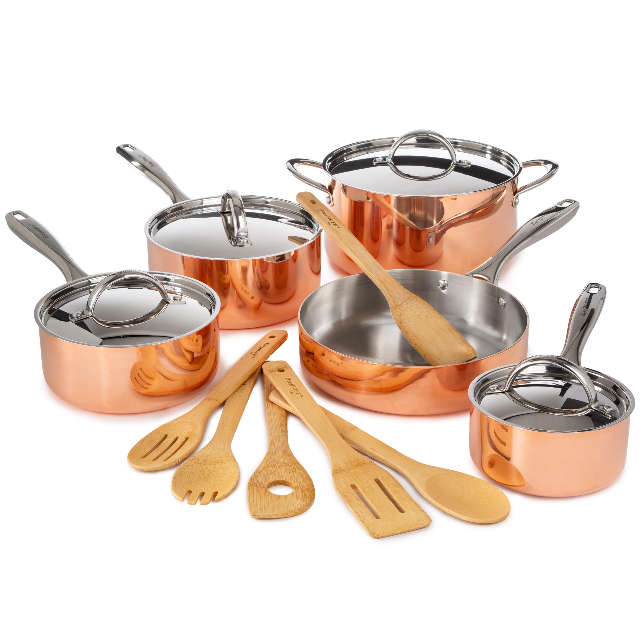 Amazon.com: BergHOFF Vintage 15Pc Tri-Ply Copper Cookware Set With ...