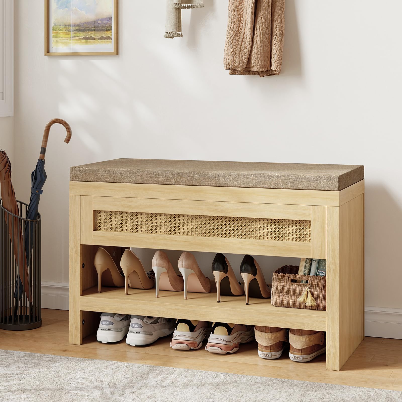 Amazon.com: astimey 32” Shoe Bench with Storage Drawer, Farmhouse ...