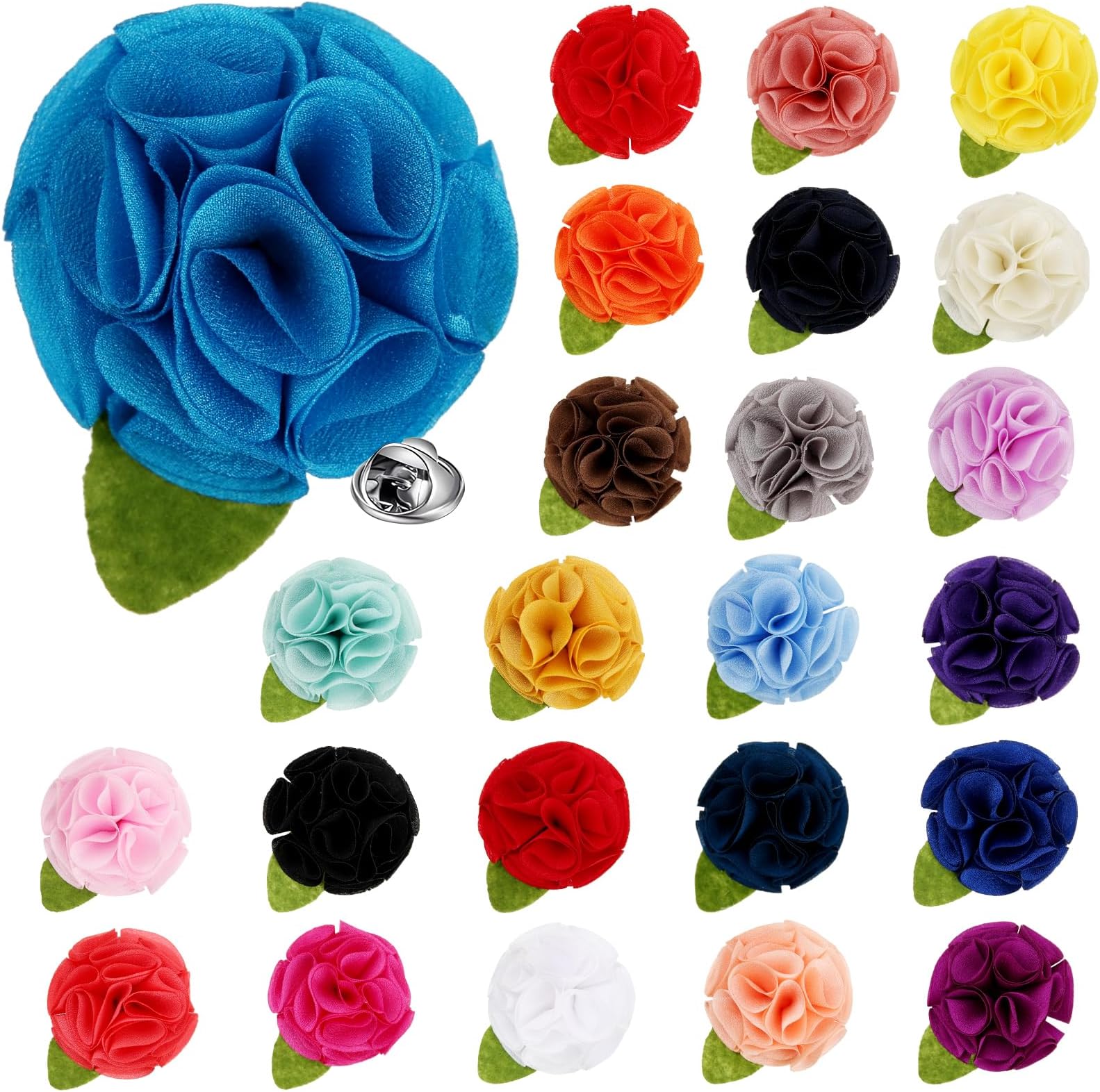 Amazon.com: Shappy 15 Pcs Men's Satin Lapel Flower Pins with Metal ...