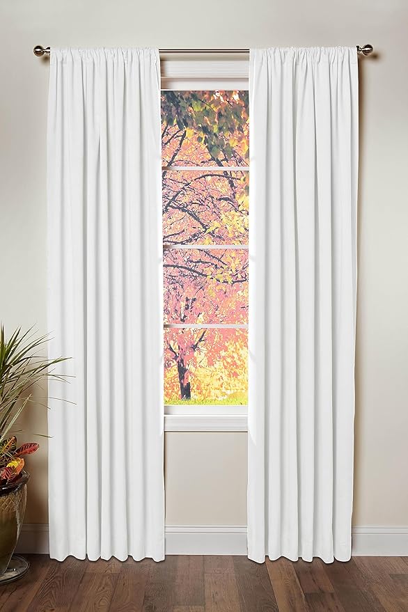 Amazon.com: COTTON CRAFT White Curtain - Window Panel - Set of 2 Drapes ...