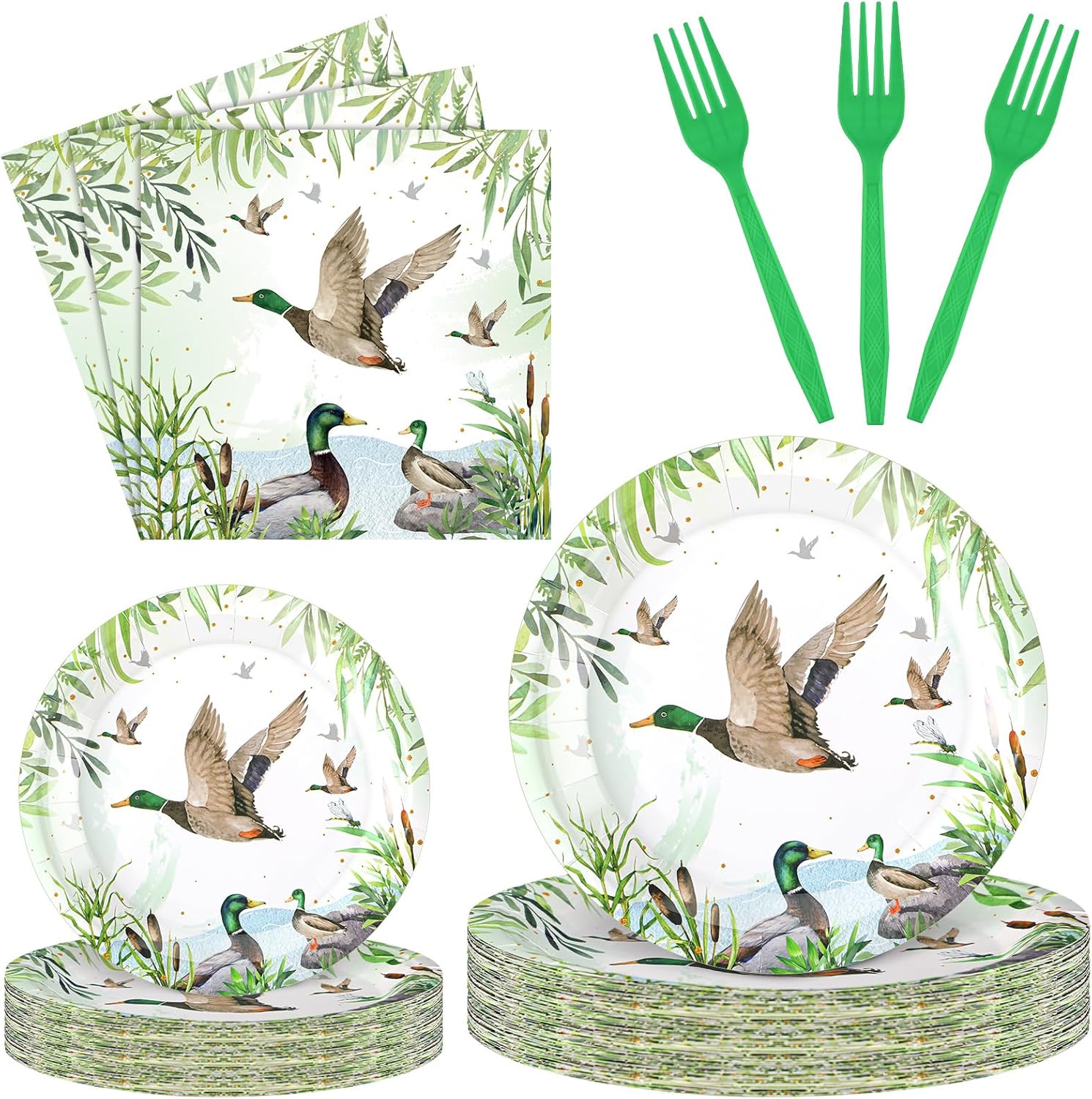 Amazon.com: Sunnyray 96 Pcs Mallard Duck Party Decorations Supplies ...