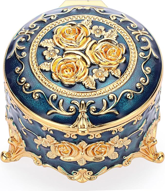 Amazon.com: Hipiwe Antique Metal Jewelry Box Ring Earring Treasure ...