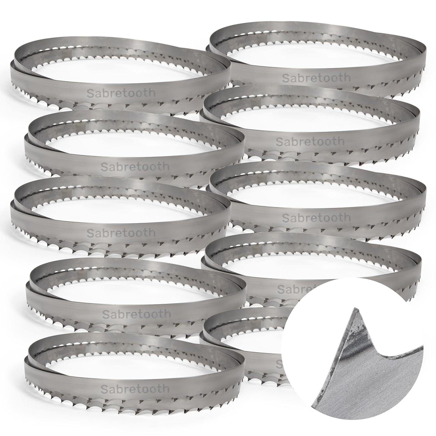 Sabretooth 158" Classic 7° Sawmill Bandsaw Blades 10 Pack - High-Carbon US Steel 158" Bandsaw ...
