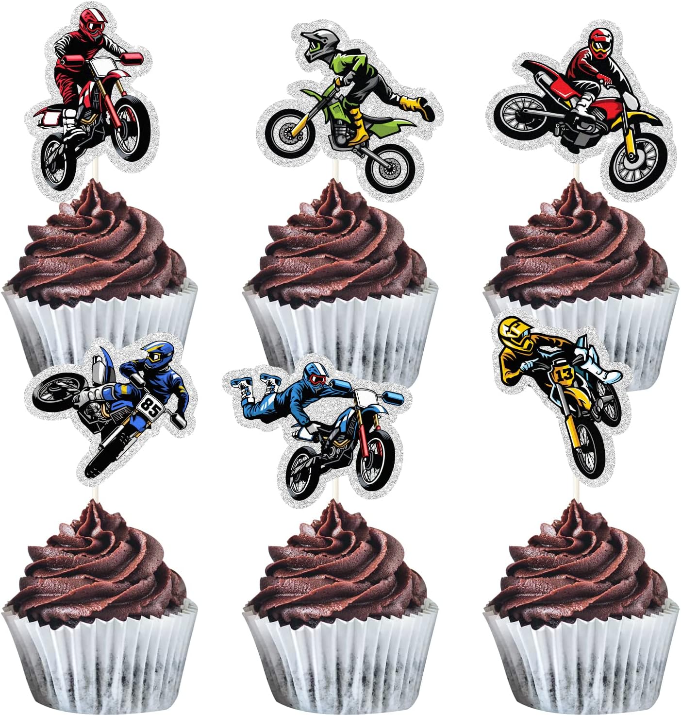 Amazon.com: MEFENG 18Pcs Dirt Bike Cupcake Toppers - Extreme Motocross ...