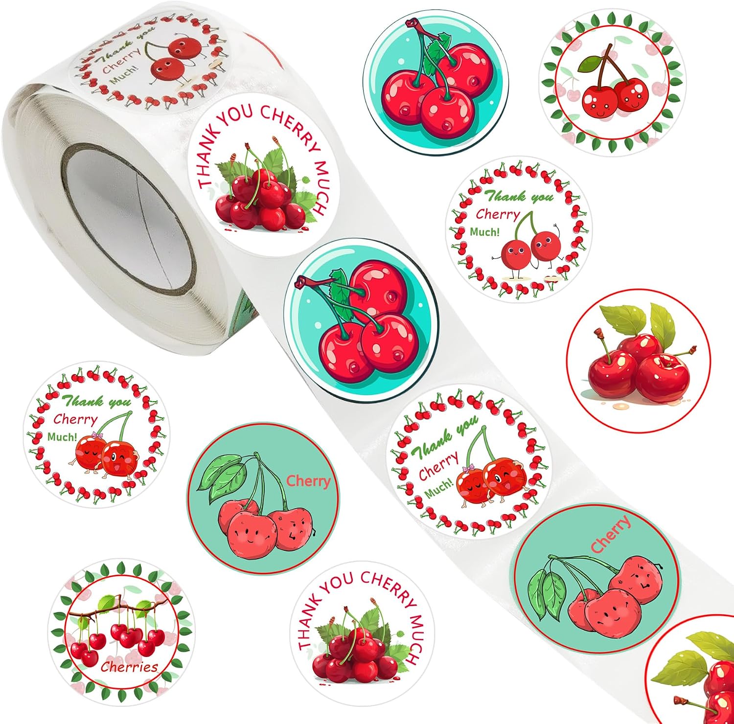 Amazon.com: 500PCS Cherry Party Roll Stickers, Fruit Birthday Party ...