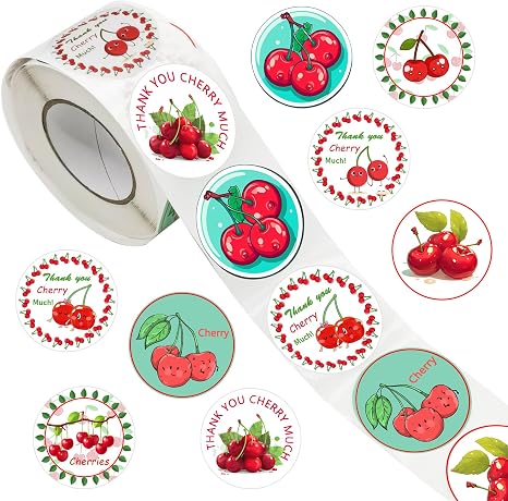 Amazon.com: 500PCS Cherry Party Roll Stickers, Fruit Birthday Party ...
