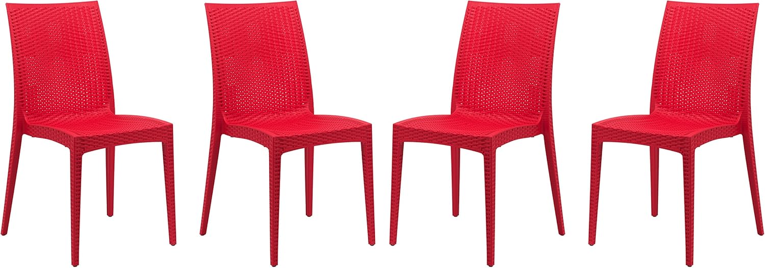 Amazon.com - LeisureMod Stackable Dining Chairs, Set of 4 Indoor ...
