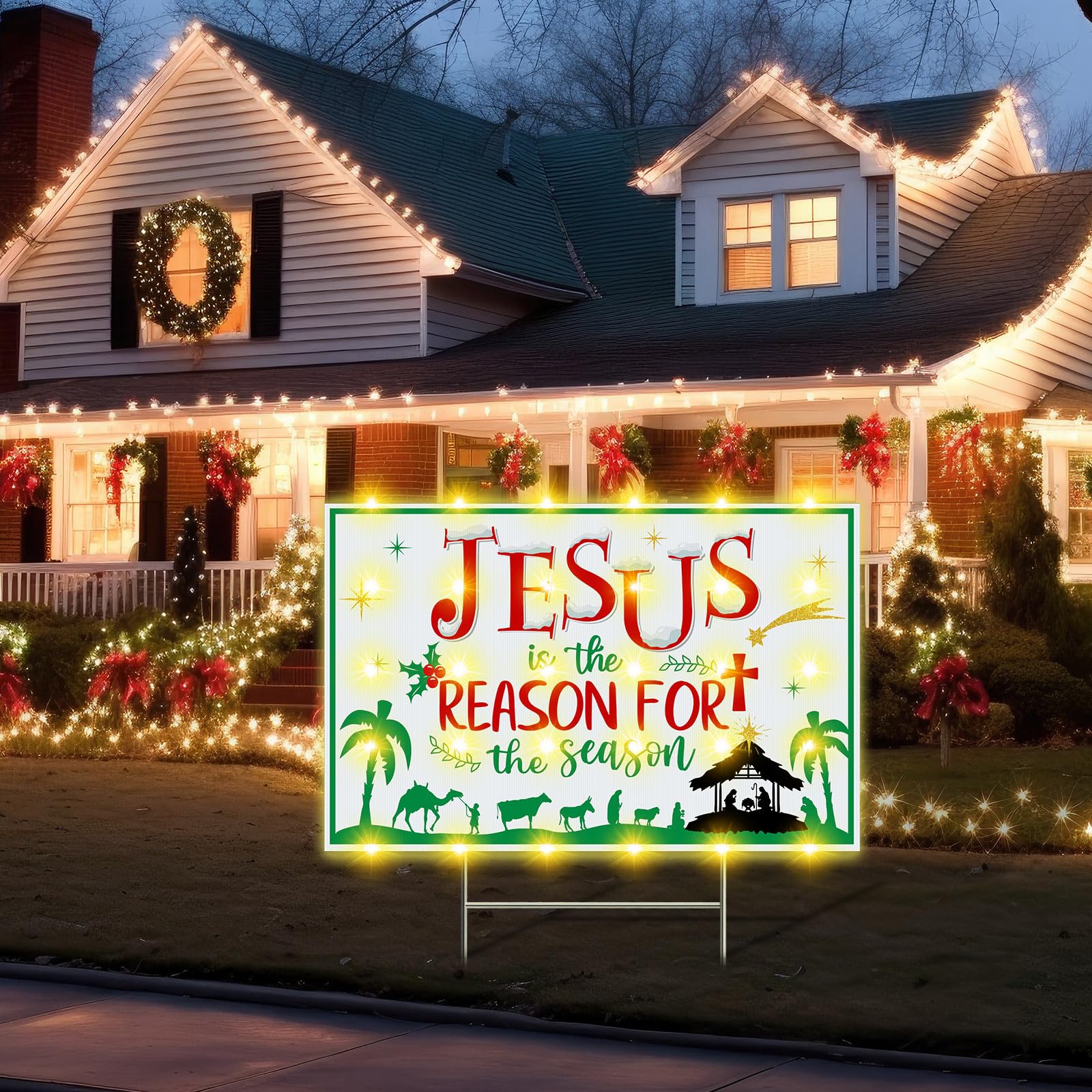 Snapklik.com : Blosssound 24 Inch Christmas Holy Nativity Yard Sign