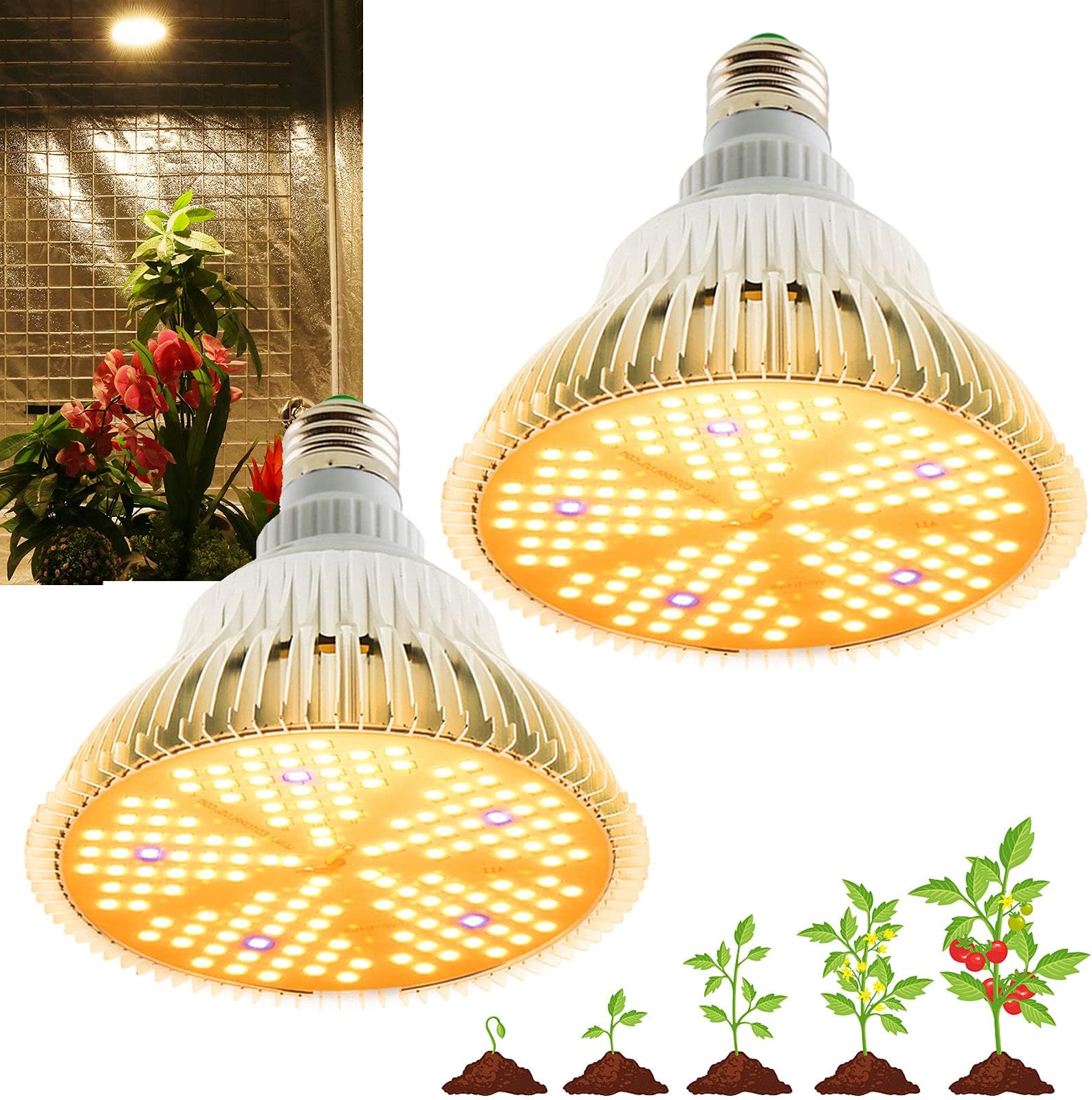 Amazon.com: JSVSAL 2-Pack,6W Plant Grow Light Bulb,Full Spectrum Grow ...