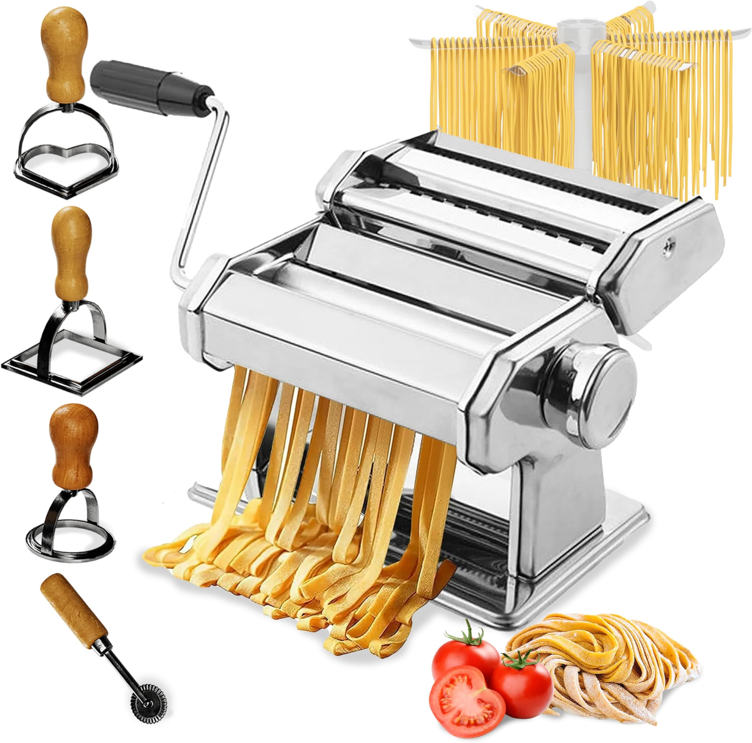 Amazon.com: Manual Pasta Maker with Dryer - Multi-Pasta Stainless Steel ...