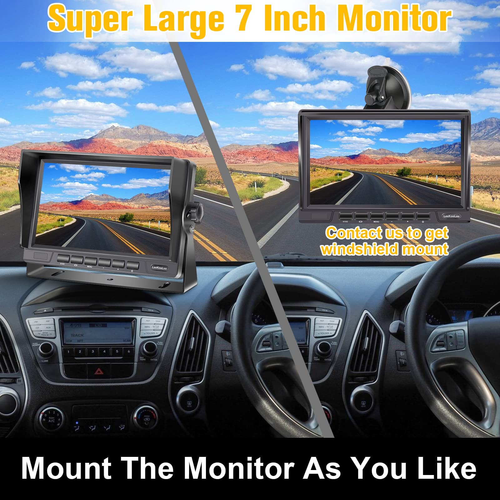 Buy RV Backup Camera HD 7 Inch LCD Monitor Wired Hitch Rear View System ...