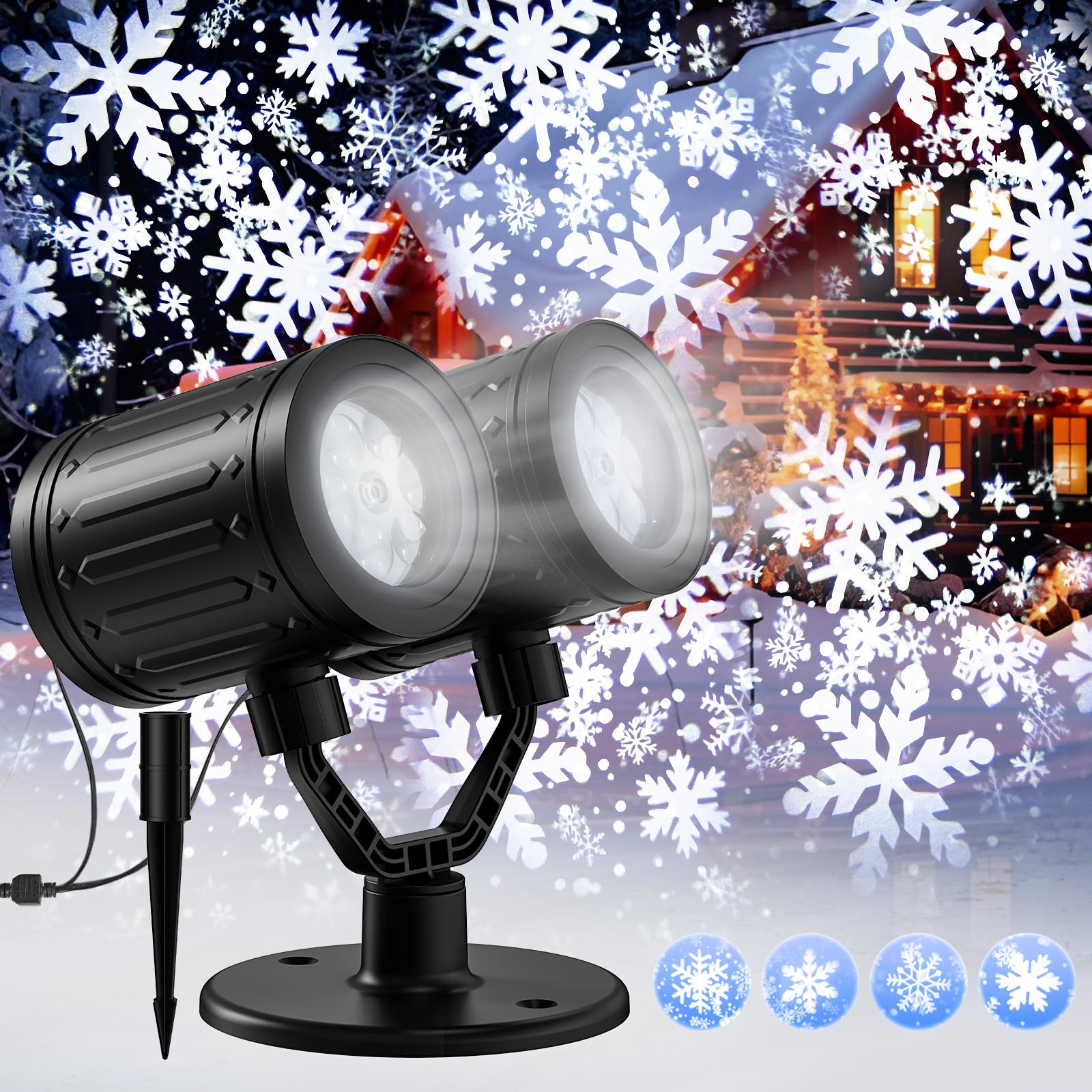 Proyector de luces de Navidad para exteriores, proyector de copos de ...