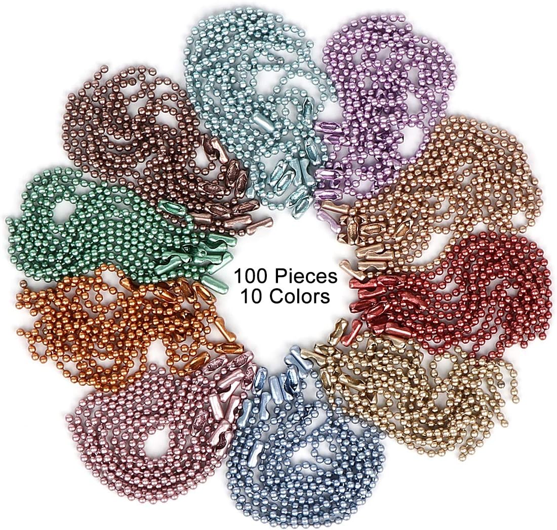 Amazon.com: Rojwei 100pcs Nickel Free Mixed Color Metal Ball Chain with ...