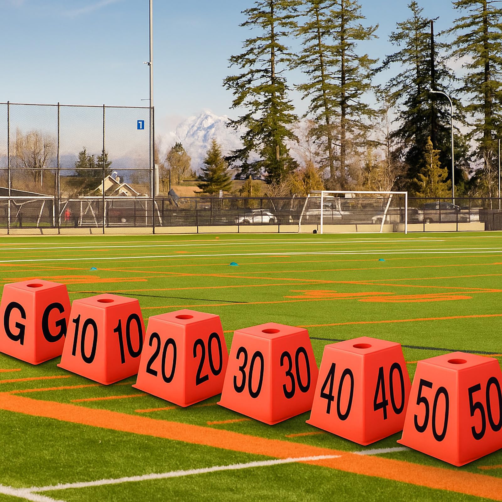 Snapklik.com : Set Of 11 Football Field Yard Line Markers Orange High ...