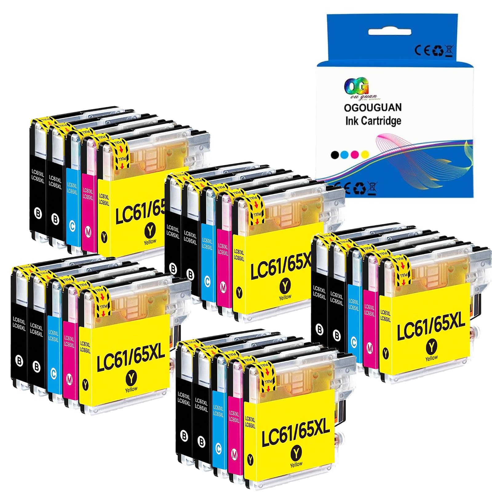 OGOUGUAN 25 Pack - Compatible Brother Ink Cartridges for LC-61 LC-65 ...