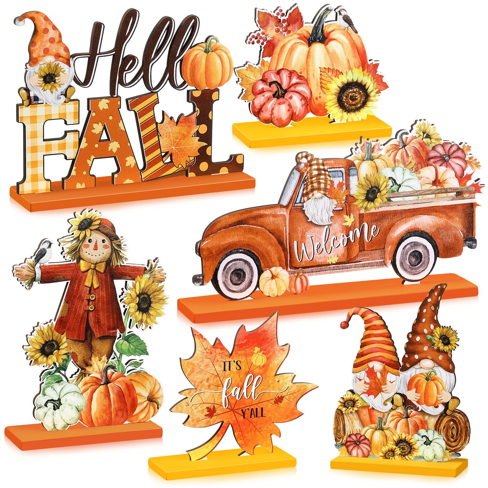 Amazon.com: Soaoo 6 Pcs Fall Table Decorations Wooden Thanksgiving ...