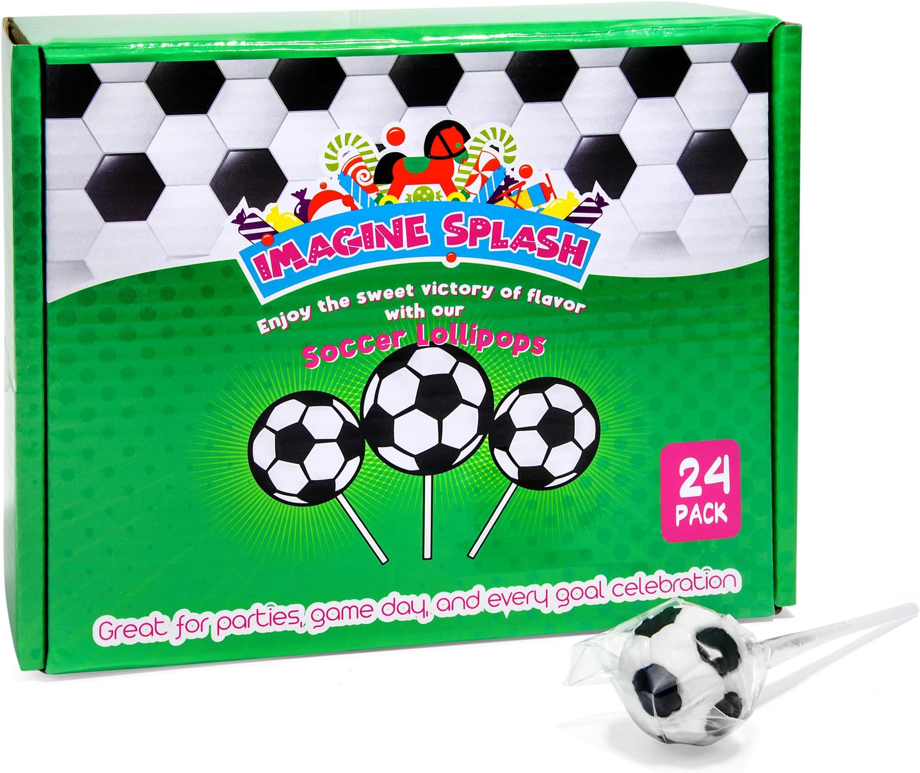 Amazon.com : Soccer Ball Candy Lollipops – Pack of 24 – Cherry Flavored ...