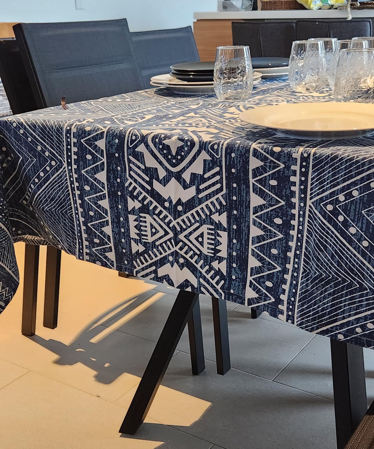 Anaado Black Table Cloth for Dining Table, Cotton Tablecloth Rectangle ...