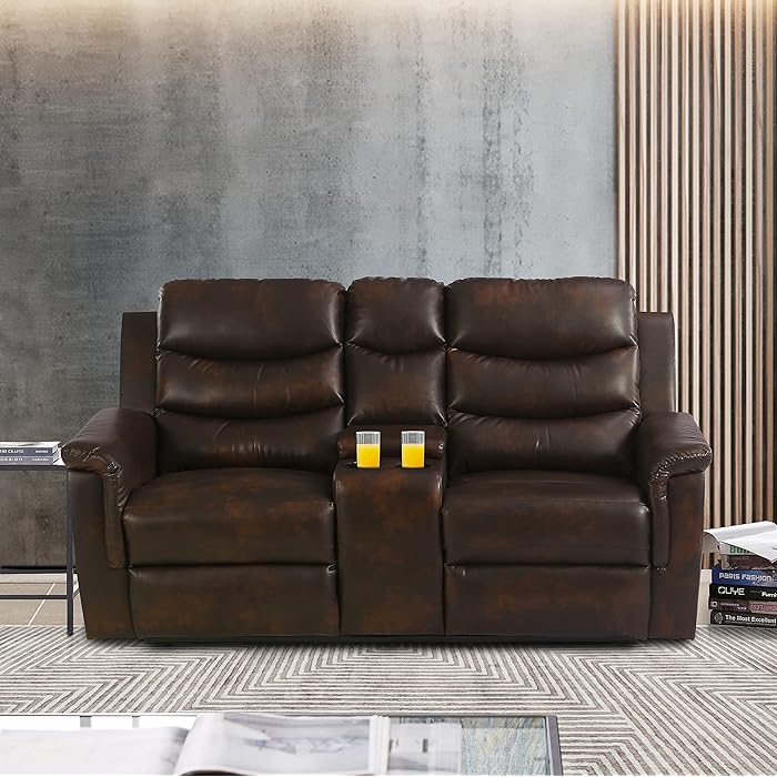 Buy Pannow Double Recliner Loveseat with Console Slate, Double ...