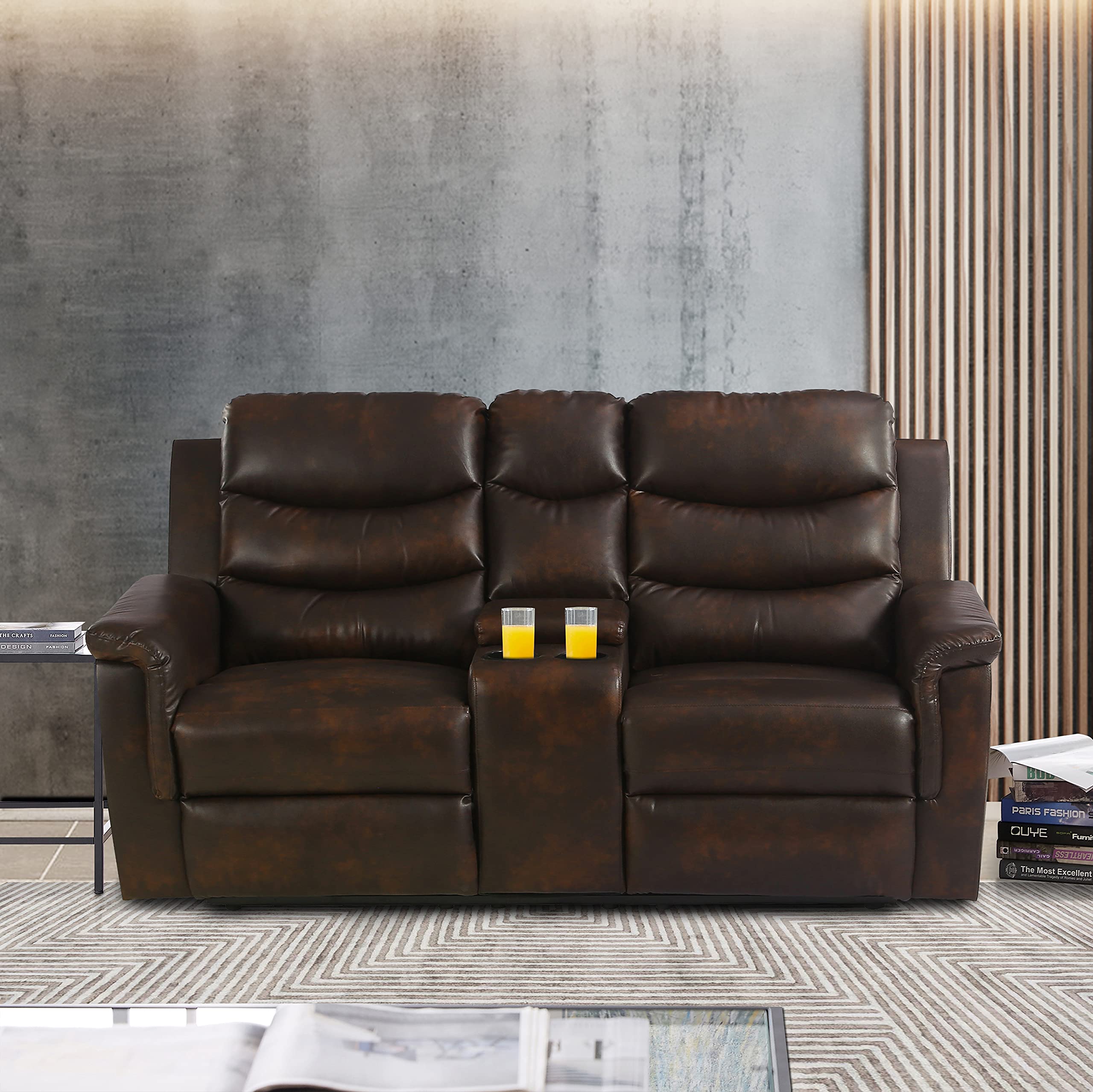 Buy Pannow Double Recliner Loveseat with Console Slate, Double ...