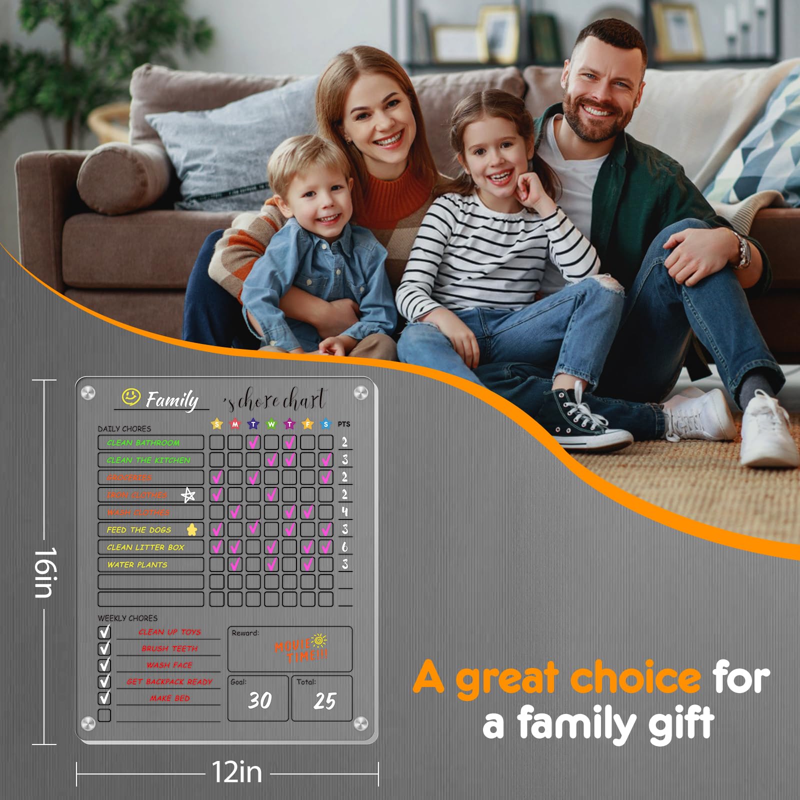 Snapklik.com : IDEATECH Magnetic Acrylic Chore Chart For Family, 2PCS Dry Erase Chore Chart For ...