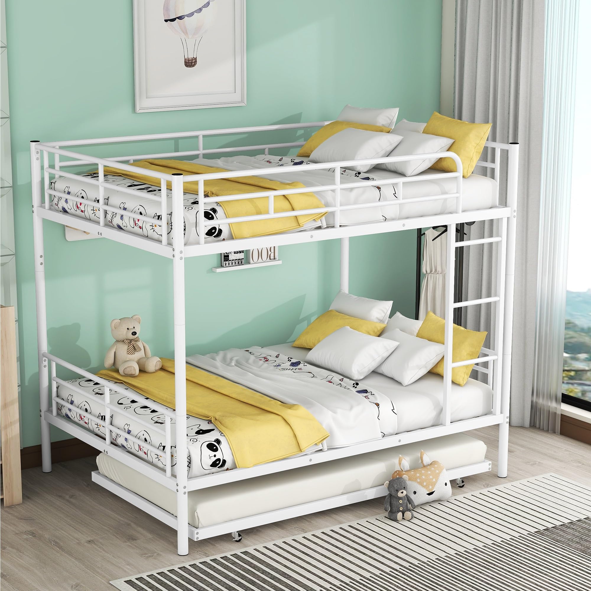 Harper & Bright Designs Full Over Full Metal Bunk Bed with Trundle ...