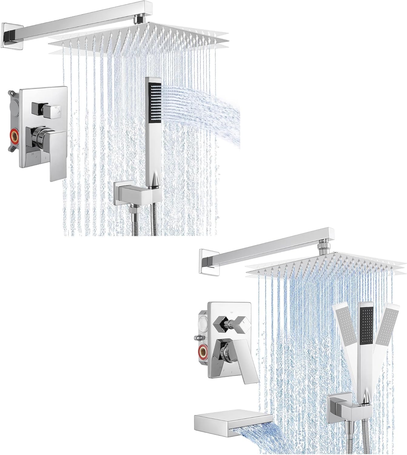 KES Shower Faucets Sets Complete 10 Inches Rain Shower Head with ...