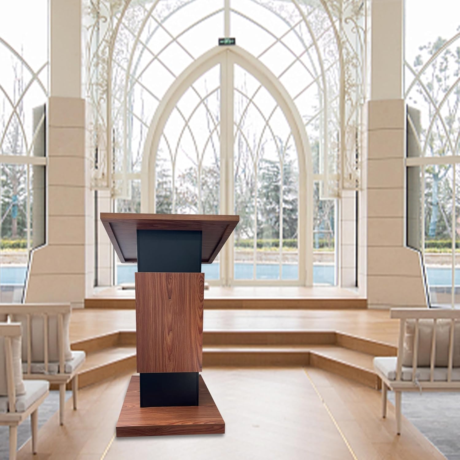 Wooden Podium Stand with Locking Wheels, Mobile Philippines | Ubuy