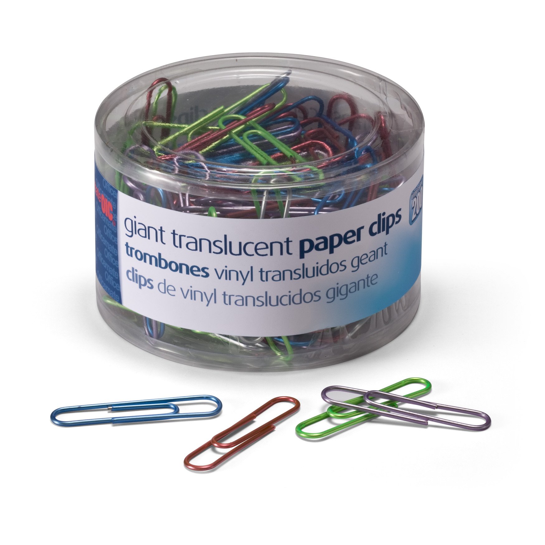 Amazon.com : Officemate Giant Translucent Paper Clips, Assorted Colors ...