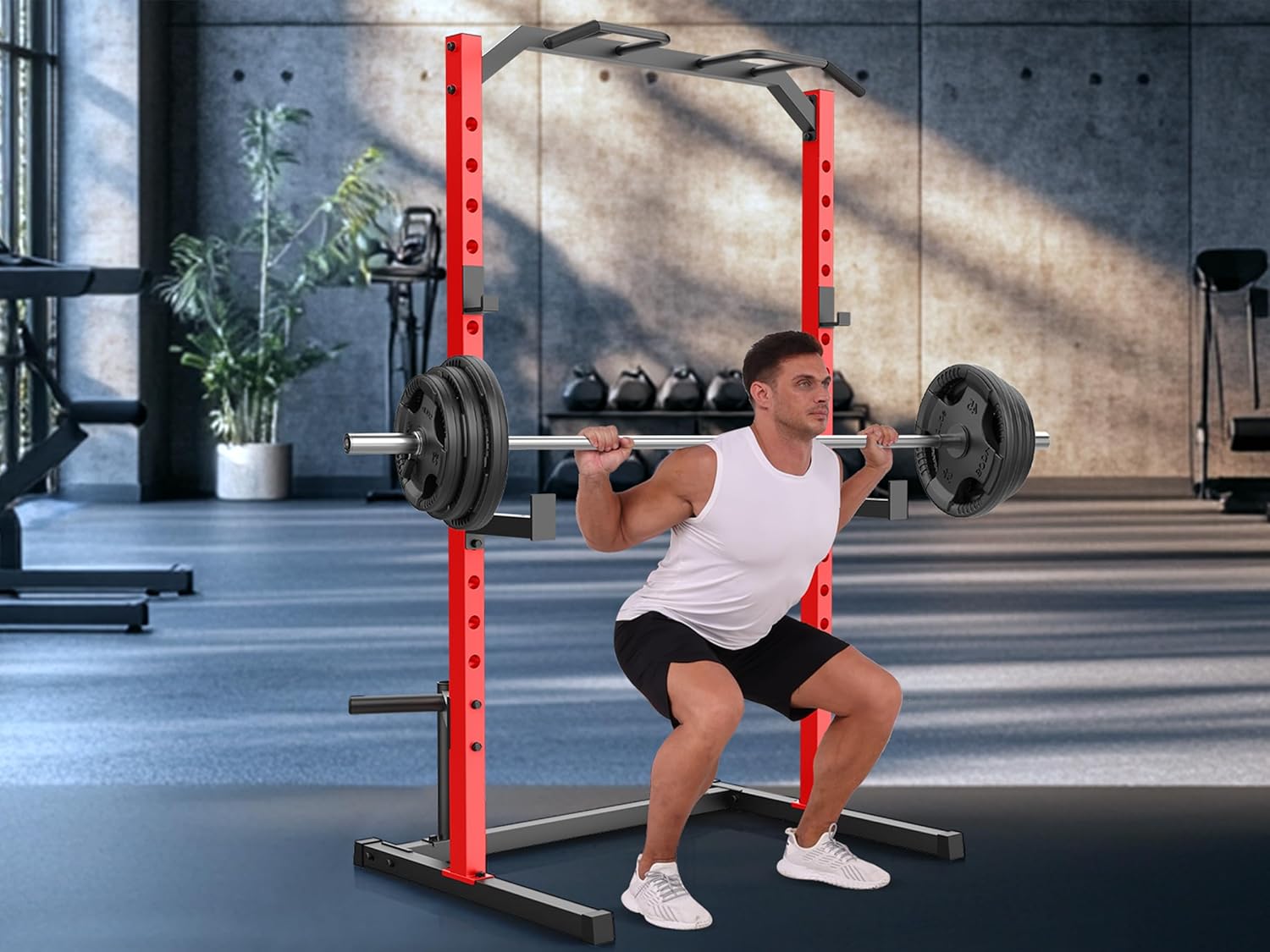 OPPSDECOR Multi-Function Power Cage Squat Rack with Adjustable Weight ...