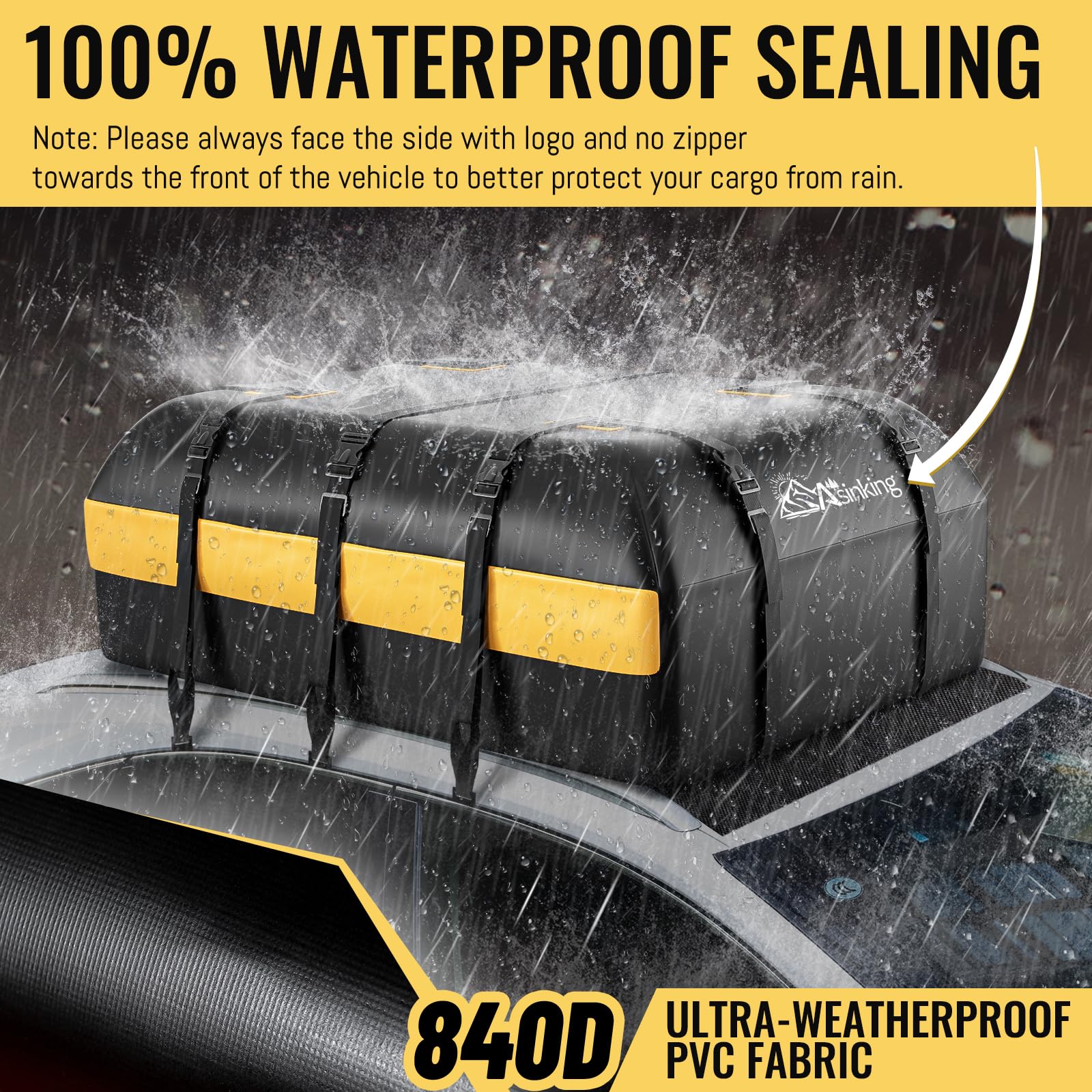 Car Rooftop Cargo Carrier Bag, 21 Cubic Feet Waterproo Car Top Carrier ...